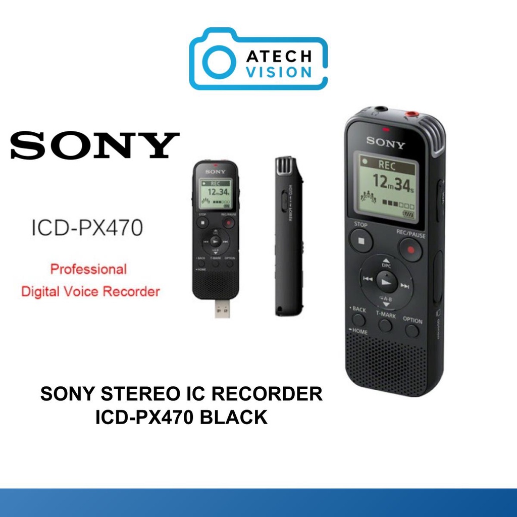 Sony ICD-PX470 4GB Digital Voice Recorder With USB (Black) | Shopee ...