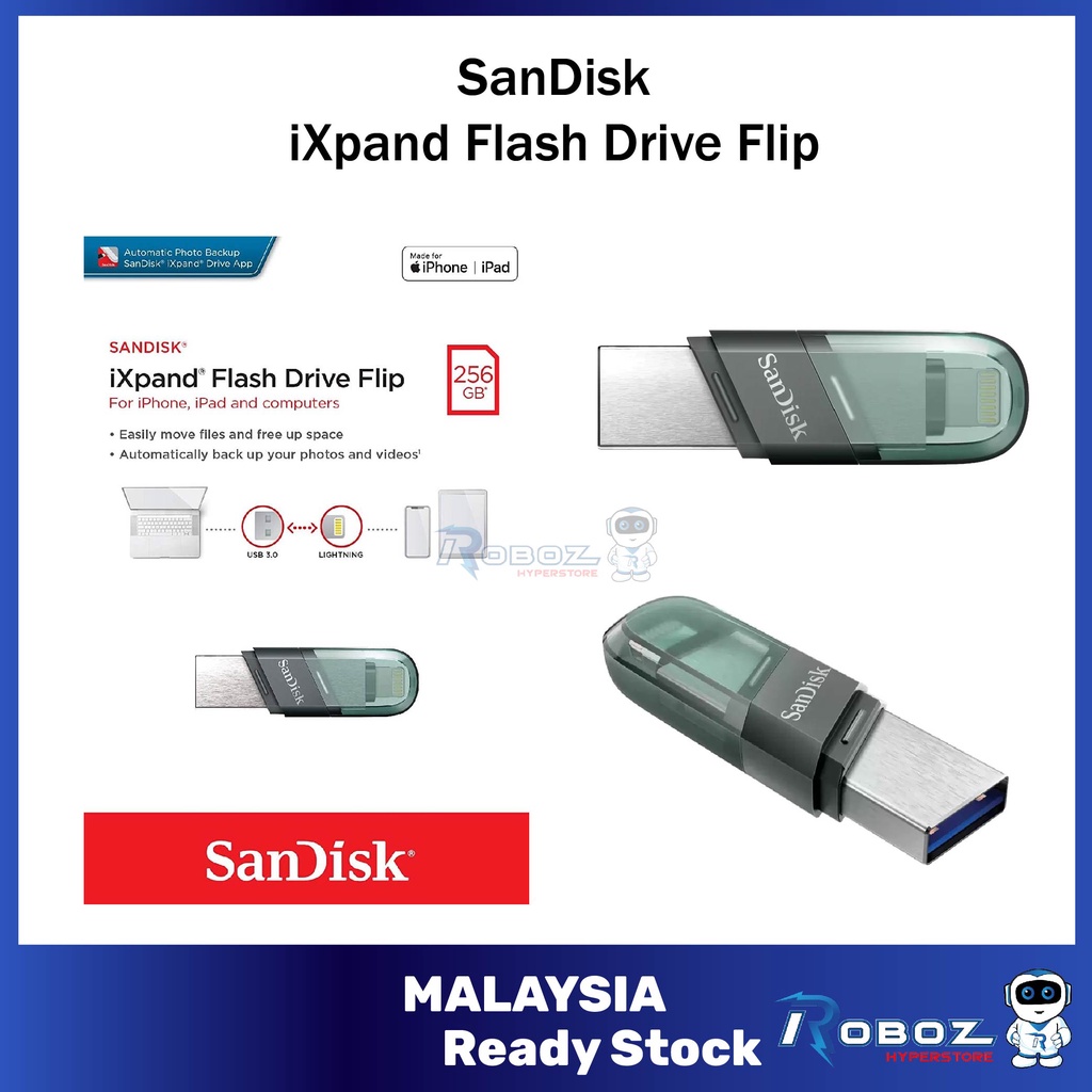 Sandisk iXpand Flip Flash Drive Flip OTG USB for iPhone & iPad (32GB ...