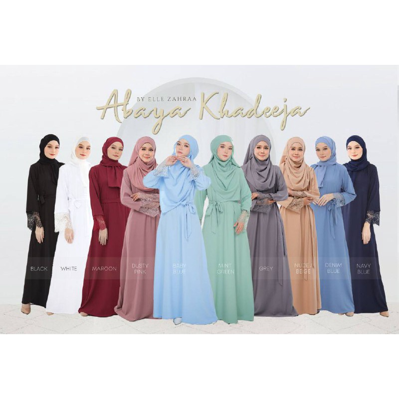 ELLE ZAHRAA | BEST SELLING ABAYA KHADEEJA | LACE SERIES| NURSING | Shopee Malaysia