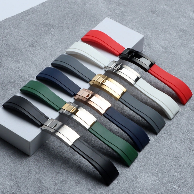 For Rolex 20mm Silicone Rubber Watch band Strap Daytona Submariner GMT ...