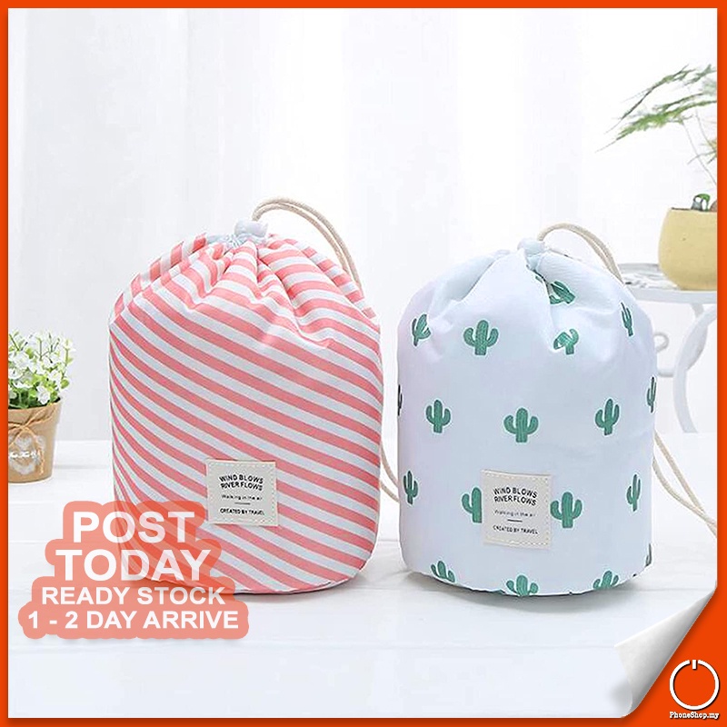 𝐖𝐀𝐓𝐄𝐑𝐏𝐑𝐎𝐎𝐅 Cylinder Drawstring Storage Bag Cosmetic Makeup Tools ...
