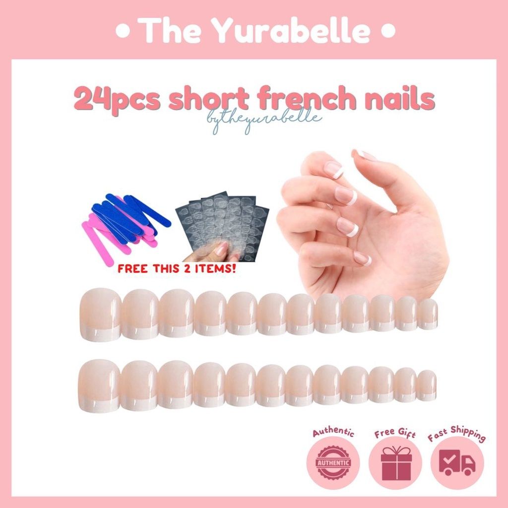 Kuku Palsu Short Square French Nail set of 24 pcs | Shopee Malaysia