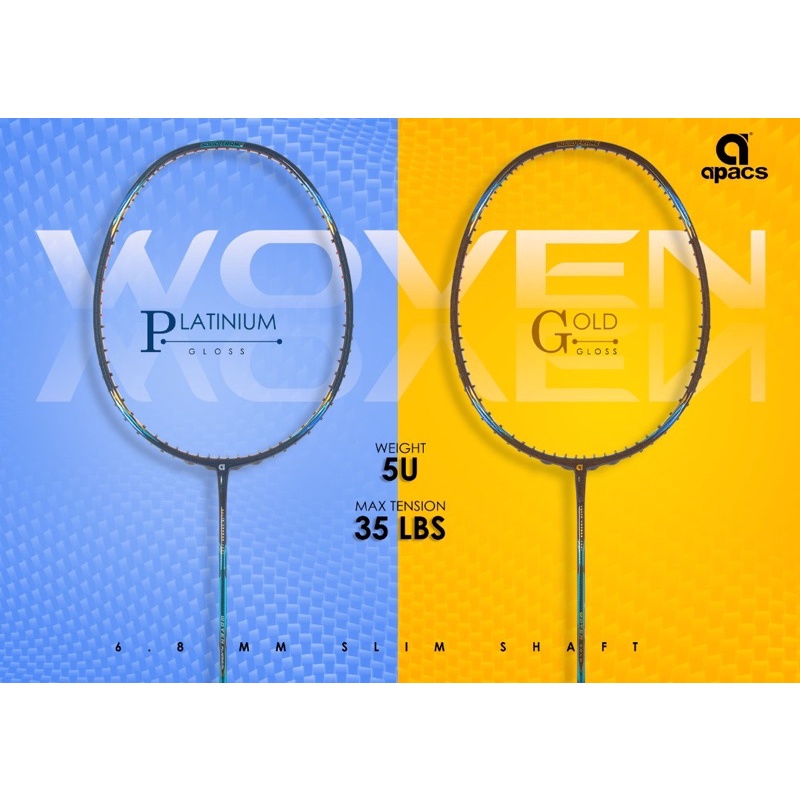 Apacs Woven Platinum/Gold Badminton Rackets (Free Yonex BG 5 Match String And Grip) | Shopee ...