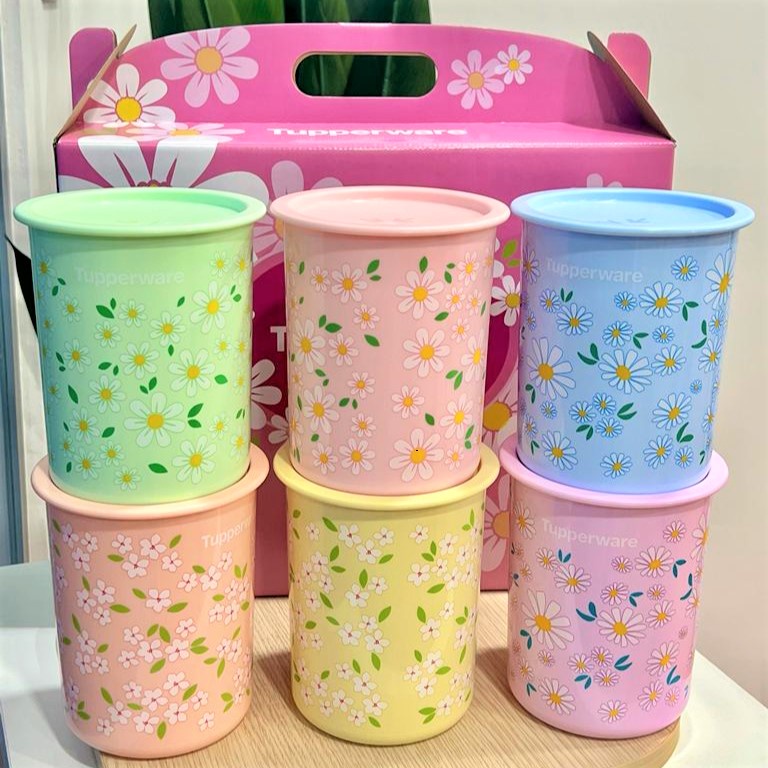 *Ready stock*1pc/2pcs*Tupperware One Touch Spring Collection Set 6pcs with Gift Box OT Canister ...