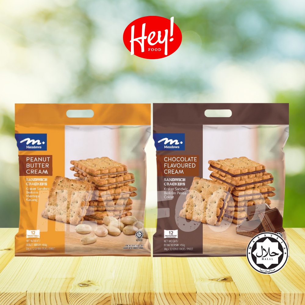 MEADOWS Sandwich Cracker Biscuit Peanut Butter/ Chocolate (38g x 12 packs) 456g | Shopee Malaysia