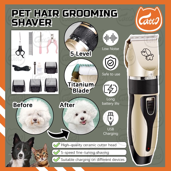 CATTO Pet Clippers Hair Shaver Grooming Trimmer Rechargeable Cat Dog ...