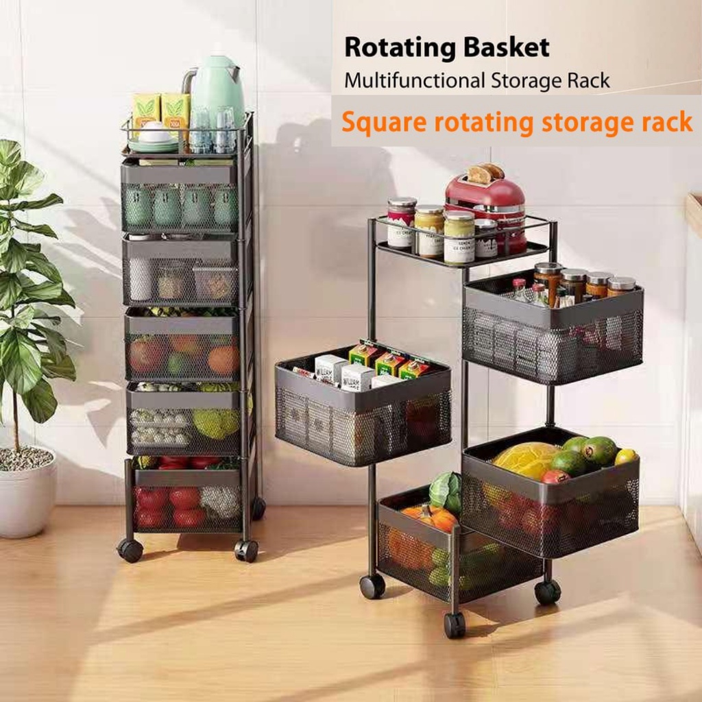 [Ready Stock] Multipurpose 4/5 Tier Square Kitchen Storage Rack with ...