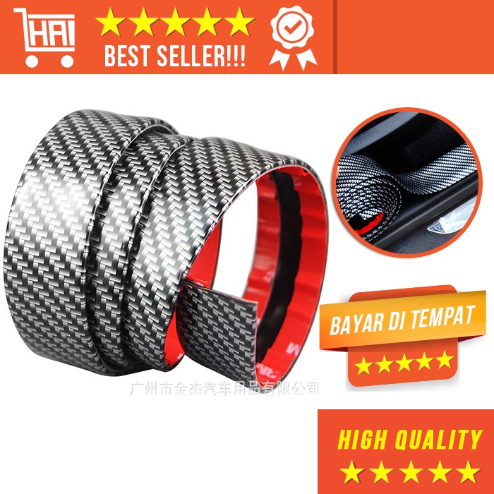 [100% Original] 5 METER X 3 CM CARBON FIBER CAR STICKER VINYL STICKER ...