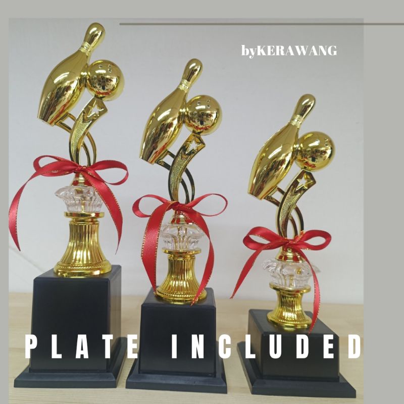 BOWLING/BADMINTON/MICROPHONE/PING PONG acrylic TROPHY PLATE INCLUDED ...