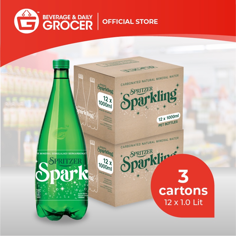 Spritzer Sparkling Natural Mineral Water 12 x 1L (36 Bottles) 3 Cartons | Shopee Malaysia