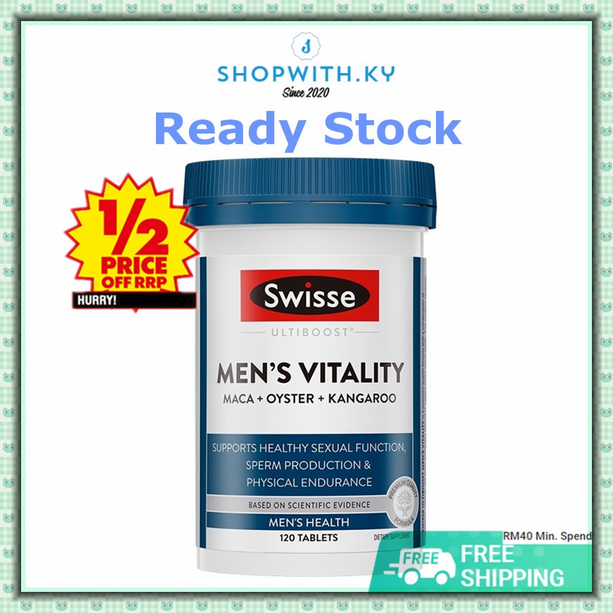 [现货+包邮 Date: 08/2026] Swisse Ultiboost Men's Vitality Maca+Oyster+Kangaroo 男士活力袋鼠精 120 Tablets ...
