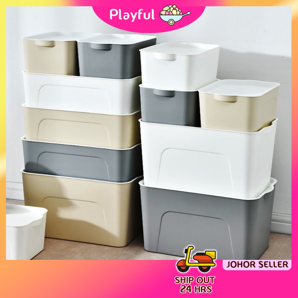 【PLAYFUL】Japan Style Storage Box With Lid/Stackable Storage Box With ...