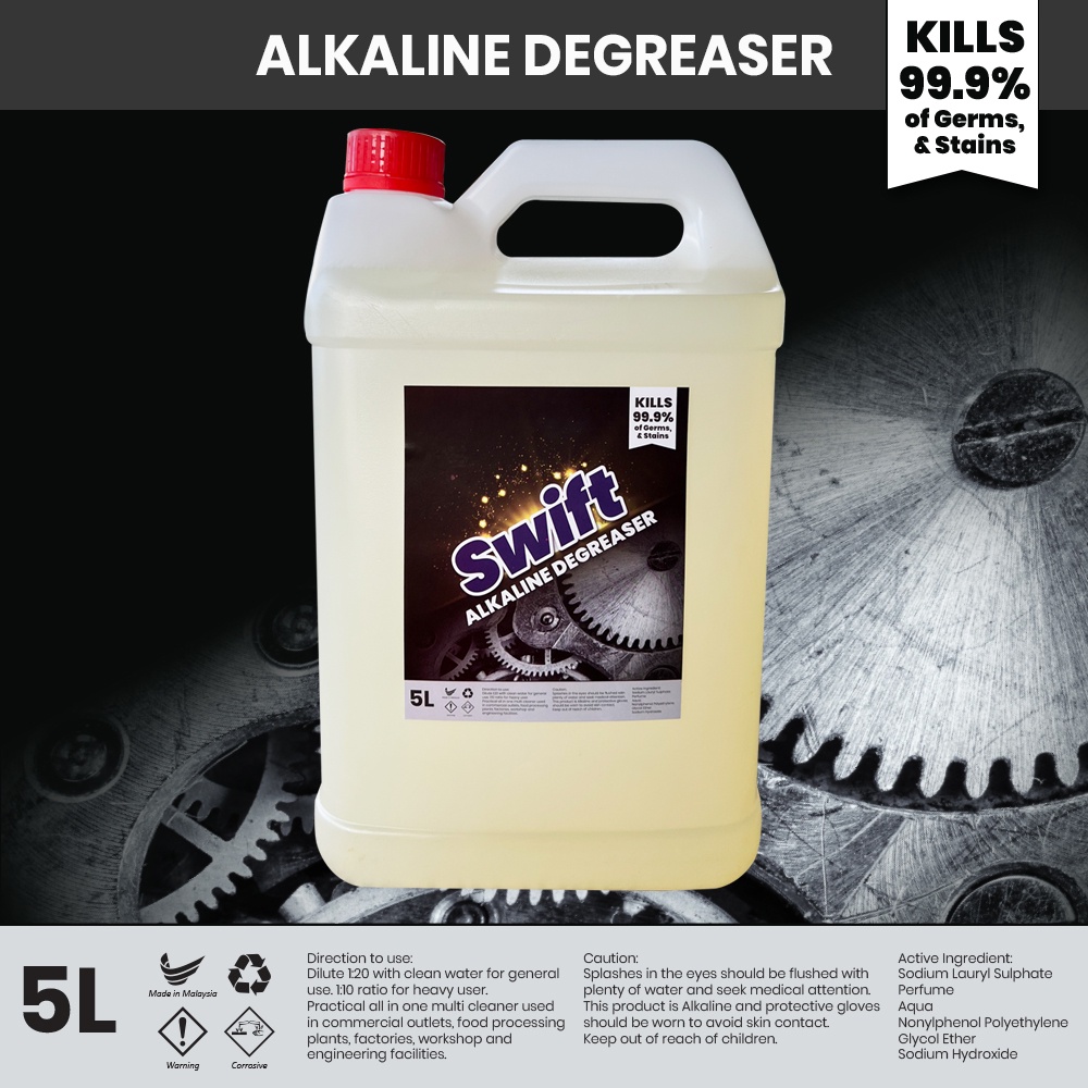 SWIFT ALKALINE DEGREASER 5L (CLEAN WORKSHOP/FLOOR /KITCHEN AREA) 5LITRE ...