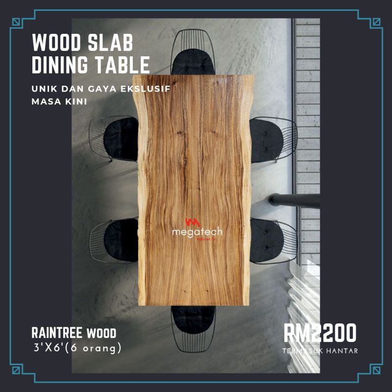 Meja makan kayu balak / dining table wood slab | Shopee Malaysia