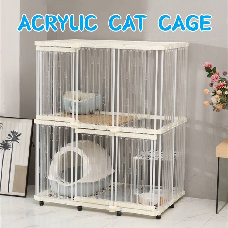 Pettz Cat Cage House Indoor Transparent Cat Cage Villa Large Acrylic ...