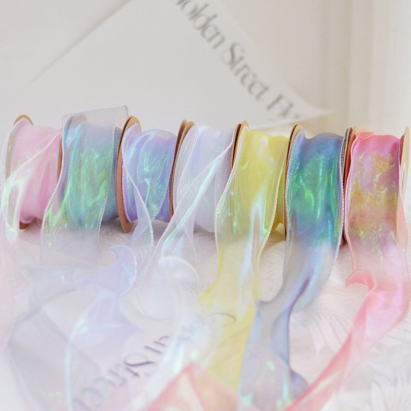 4cmx10yard Fancy Holographic Colour Fish tail Ribbon For Flower ...
