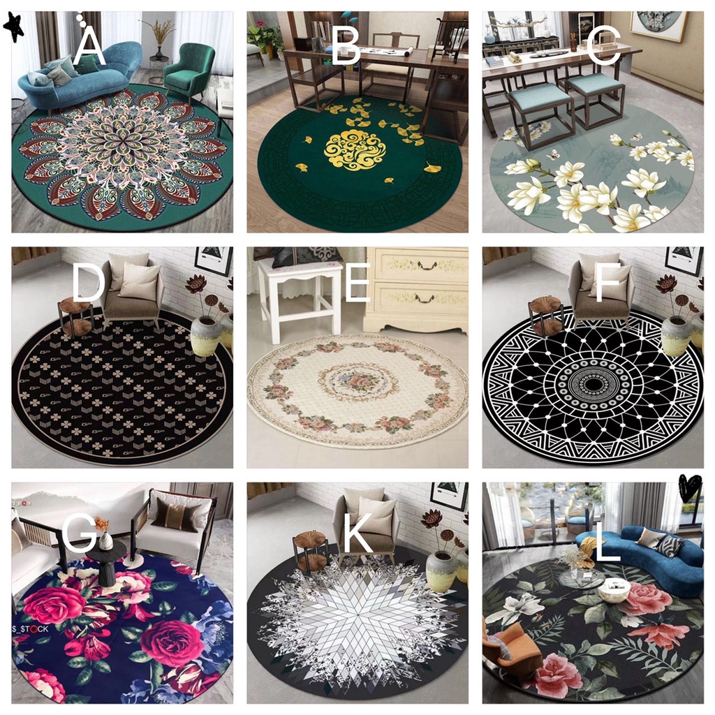 Size:L 100*100CMRug Carpet bulat tatami Anti-slip floor mat Bedroom ...