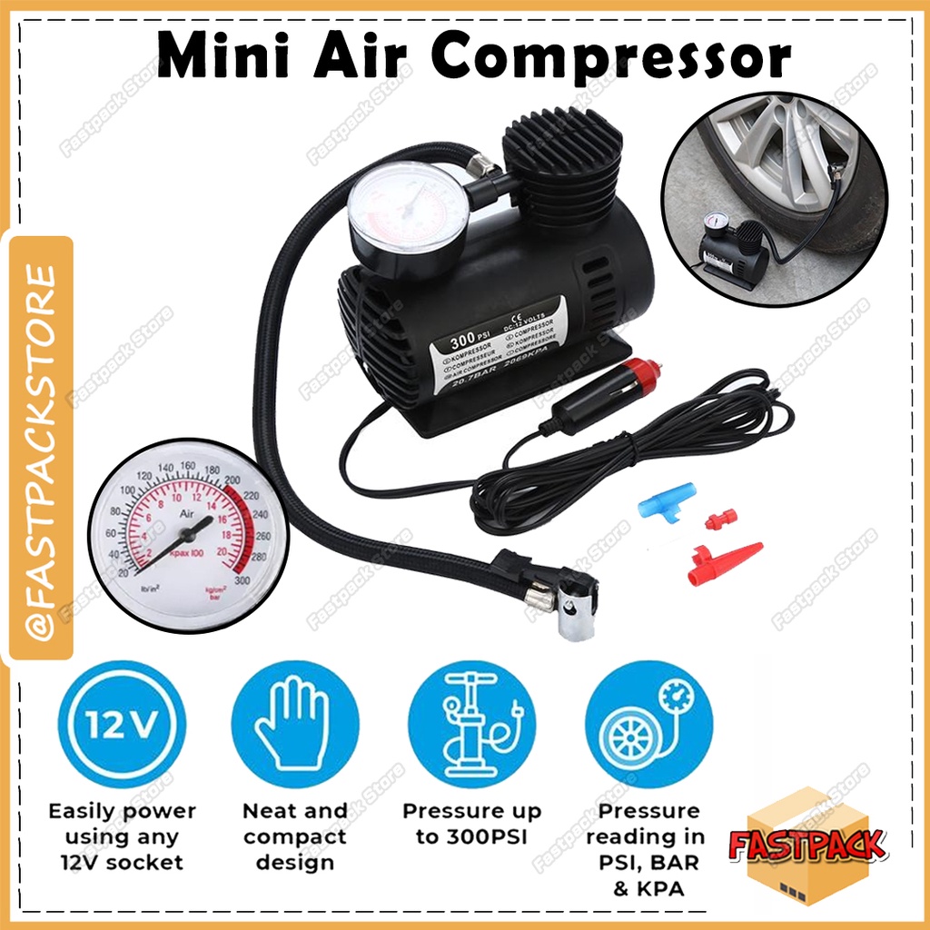 Mini Air Compressor 12V Portable Pop Car Auto Pump Tyre Tire Inflator ...