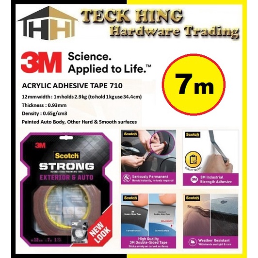 3M Scotch 710-M12 Auto Exterior Double-sided Mounting Tape 12mmx7m ...