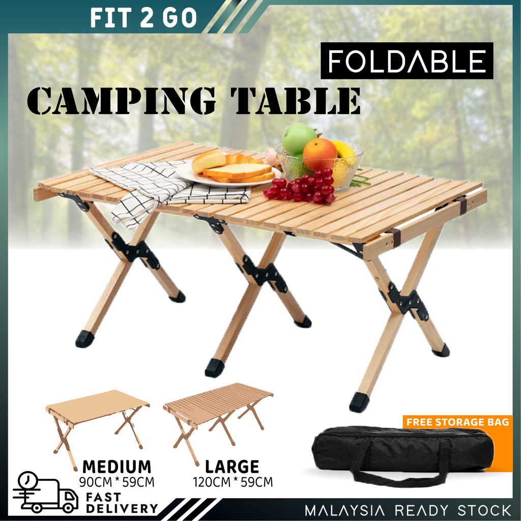 Luxury Wooden Camping Table Portable Egg Roll Table Outdoor Folding ...