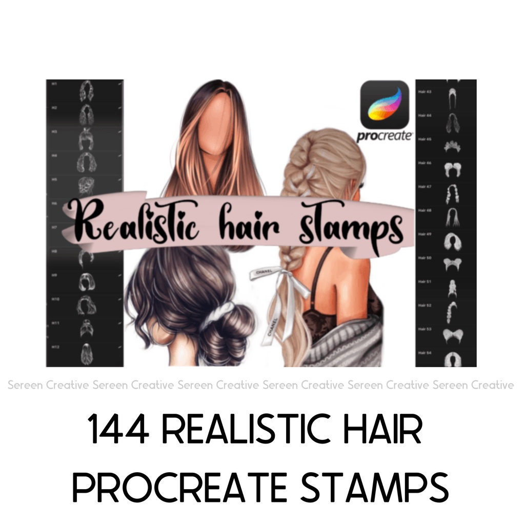 P33 Hair Stamp Procreate (Anime, Cartoon, Character, Manga, Flat Art ...