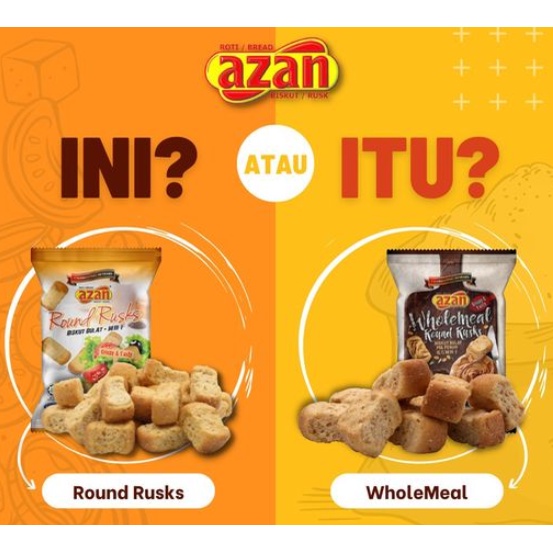 AZAN BISKUT BULAT / ROUND RUSK ~ ORIGINAL / WHOLEMEAL (250GM) | Shopee ...