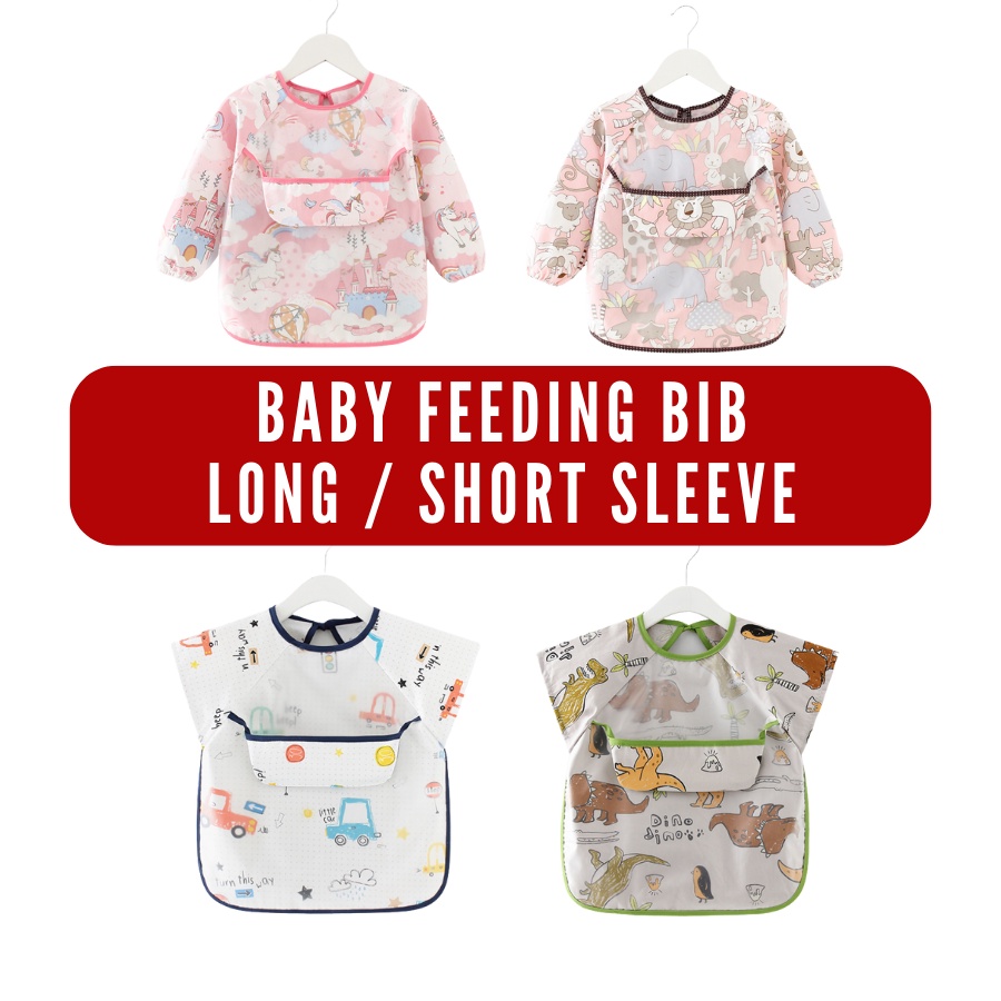 Coconana Baby Bibs Waterproof Cover Eat Feeding Full Bib Long Sleeve ...