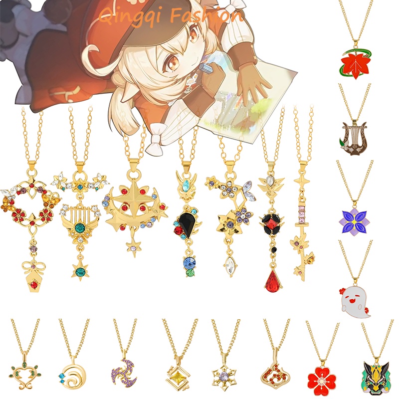 21 Styles Cute Anime Genshin Impact Inspired Necklace Geo Anemo Pyro ...