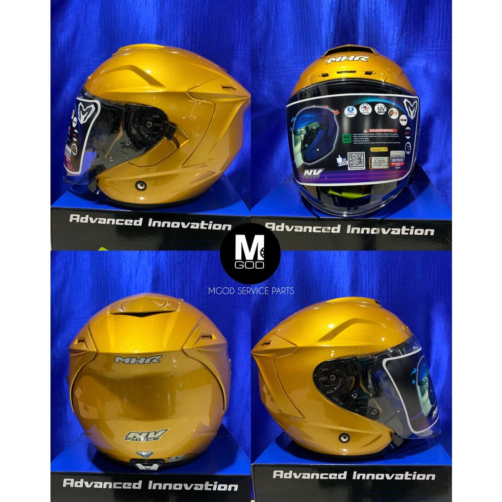 MHR HELMET SOLID PLAIN P939 OPEN FACE DOUBLE VISOR MOTORCYCLE HELMET ...