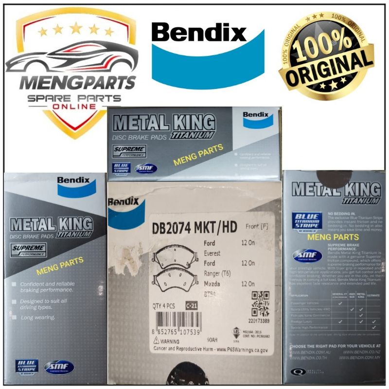 ORIGINAL 💯% BENDIX METAL KING TITANIUM FORD RANGER T6,T7,T8 2.0 ,MAZDA BT50 2.2,3.2 DISC BRAKE ...