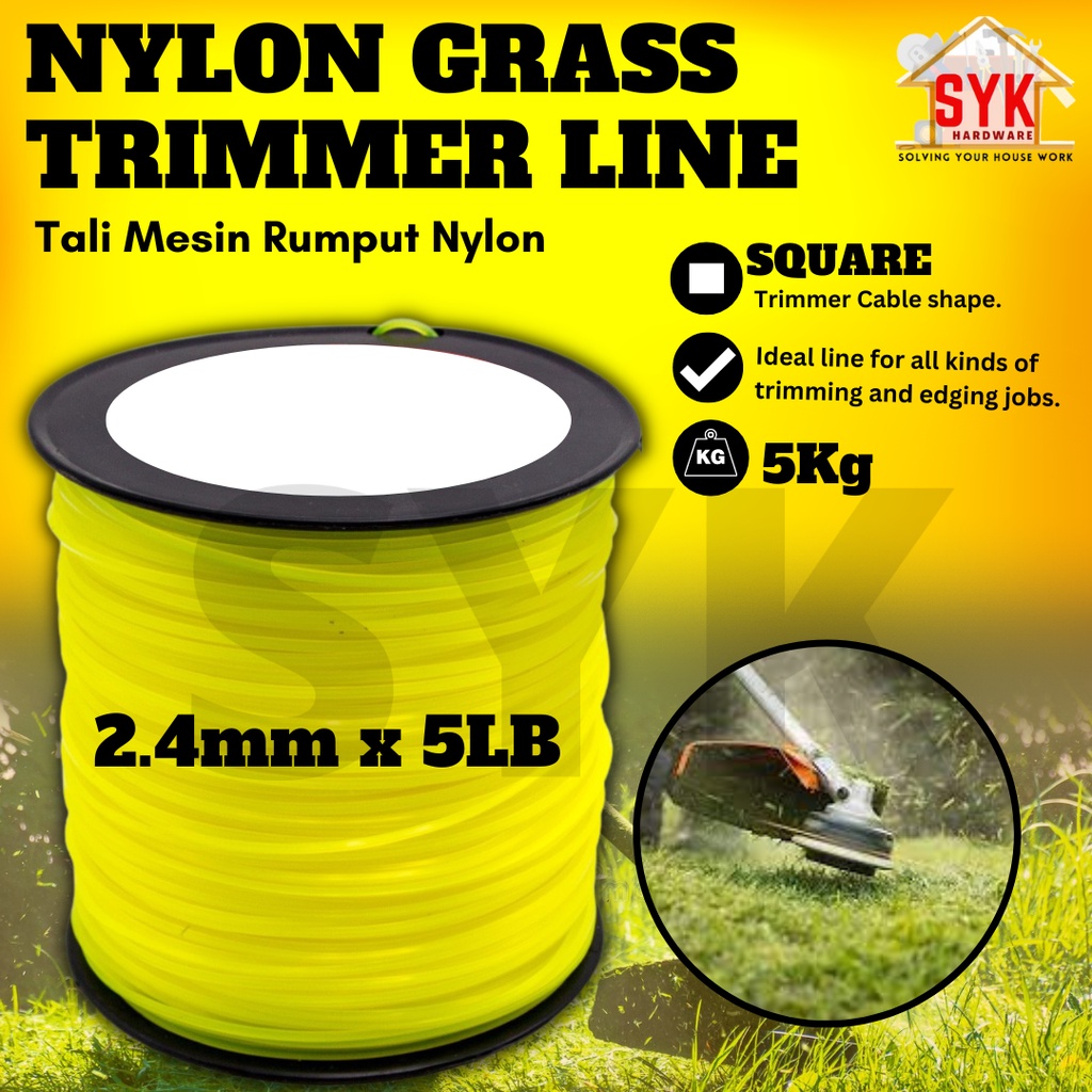 SYK 2.4mm 5LB 5Kg Nylon Grass Trimmer Line Heavy Duty Brush Cutter Grass Trimmer Cable Roll Tali ...
