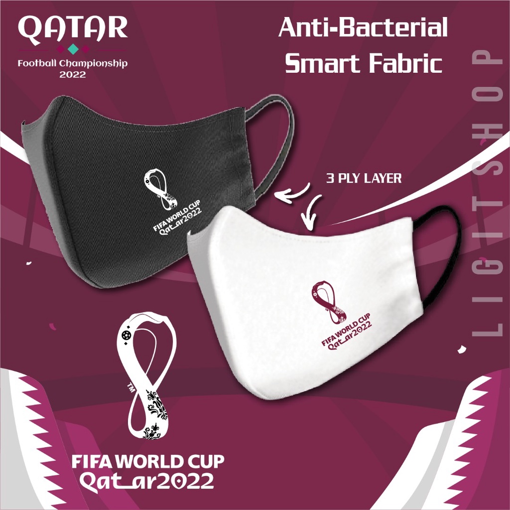 Facemask FIFA World Cup Qatar 2022 3ply Layer Anti-bacterial Fabric ...