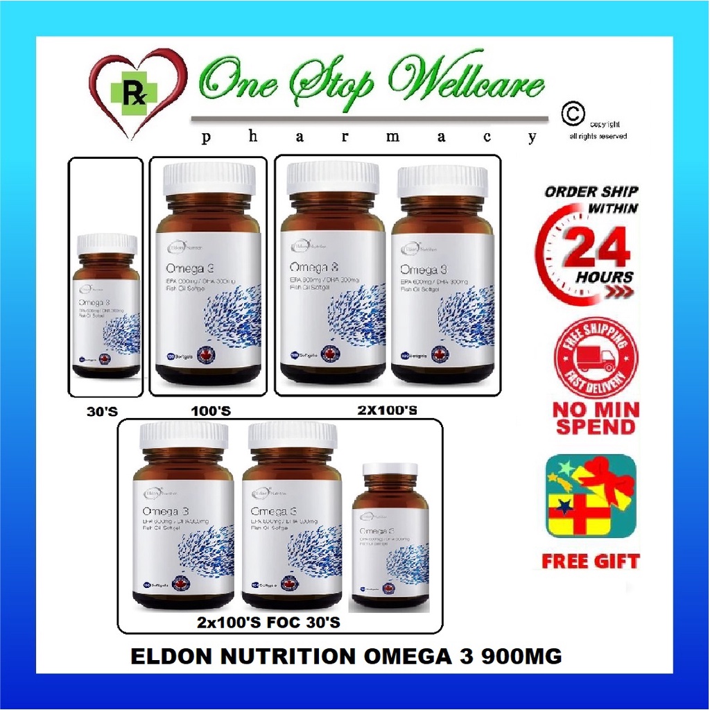 ELDON NUTRITION OMEGA 3 900MG 30'S / 100'S / 2X100'S (TWIN PACK ...
