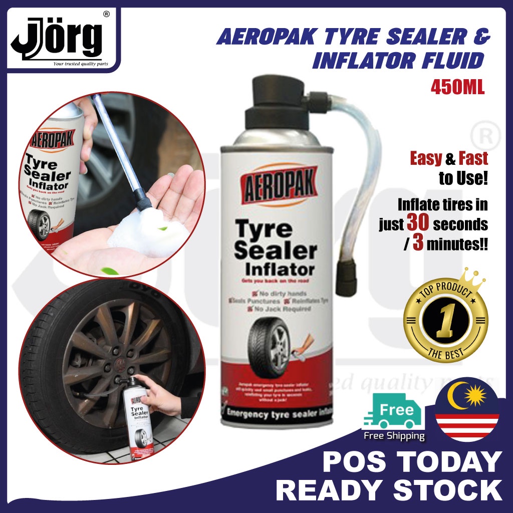 AEROPAK Tyre Sealer & Inflator 450ML Tire Puncture Repair Kit Kereta Tayar Baiki Pam Car tyre ...