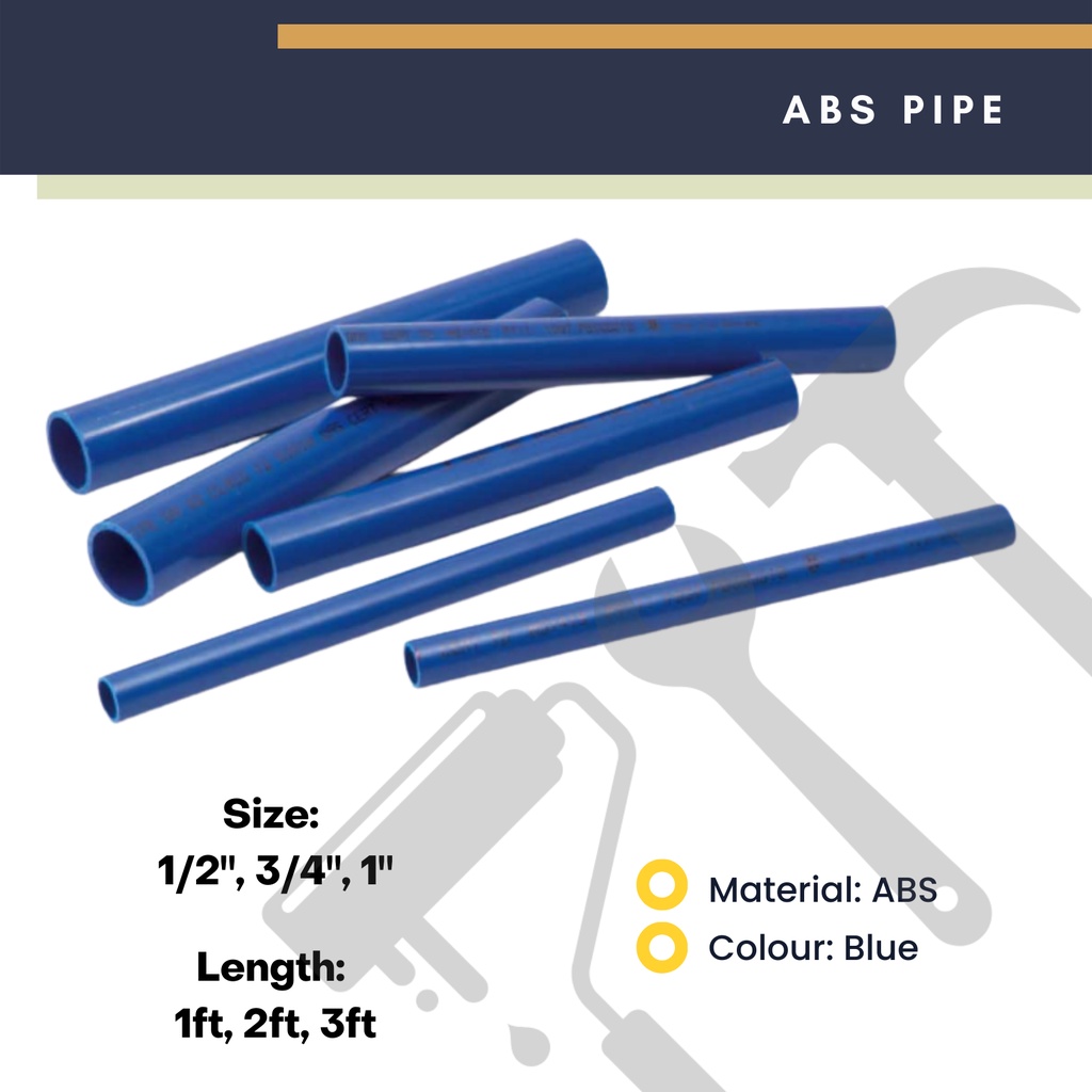 [Sell in Feet] ABS Pipe | 15mm 20mm 25mm | 1/2" 3/4" 1" | Paip Biru ...