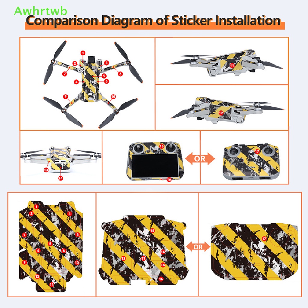 Awhrtwb for DJI MINI 3 PRO PVC Sticker Body Remote Control Skin ...