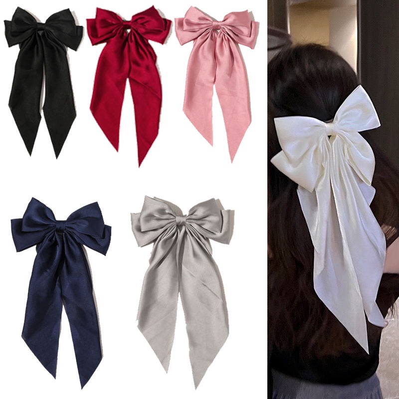 Large Korean Ribbon Bow Ribbon Hairclips Hairpin for Women Girls Hair ...