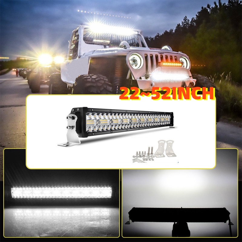 Strobe 12D Straight LED Light Bar 22INCH /32INCH /42INCH 52INCH TRI-ROW ...