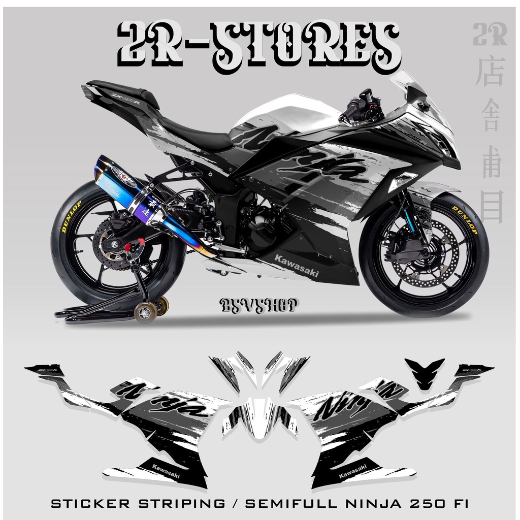 Kawasaki ninja 250 fi semi full striping / ninja 250 fi sticker / body ...