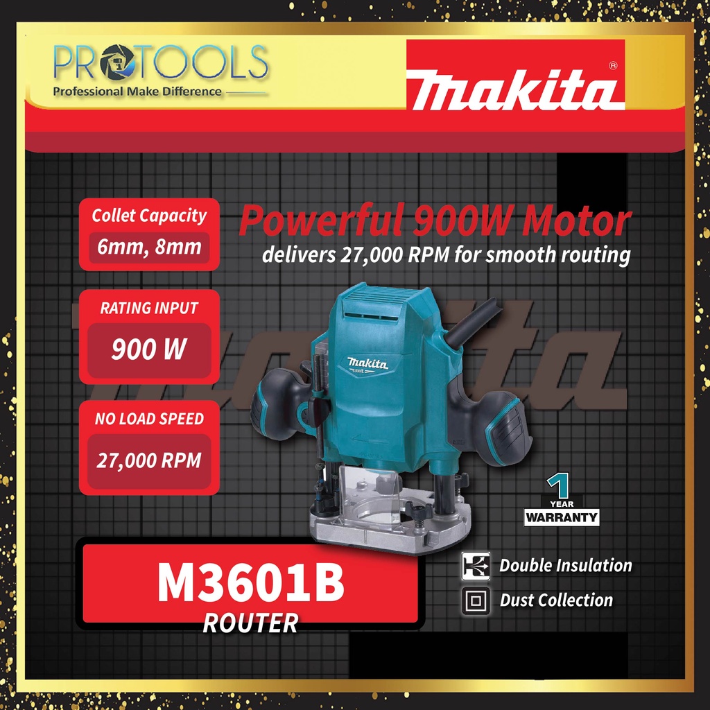 MAKITA MT M3601B ( M3601G ) ROUTER 6MM(1/4") , 8 MM(3/8") 900W | Shopee ...