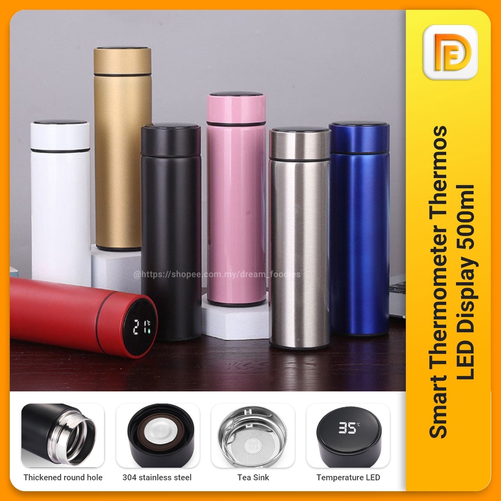 LED Smart Thermos Flask Temperature Display Thermal Bottle Hot 304 ...