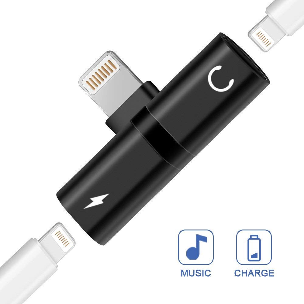 iPhone 2 in 1 Dual Headphone Jack Audio+Charge Cable Adapter Lightning ...