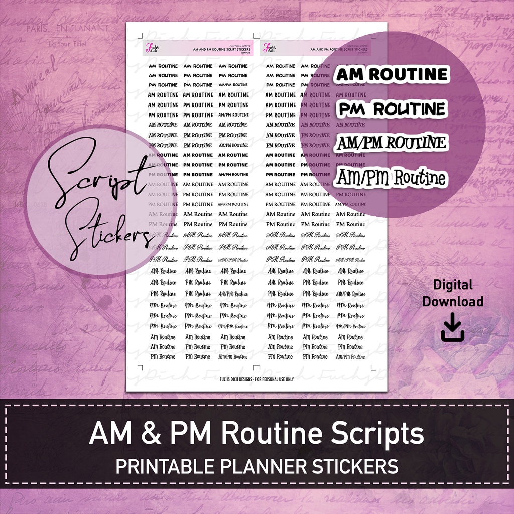 FuchsDich Printable AM & PM ROUTINE Scripts Stickers | PDF File | Label ...