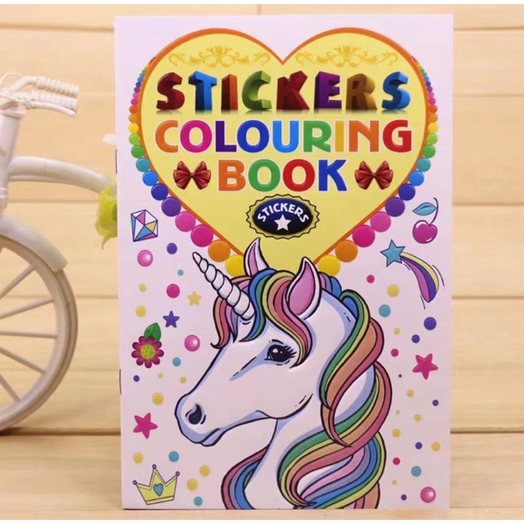 Kids Cartoon Sticker&Coloring Book A4A5 Buku Mewarna Pelekat Drawing ...