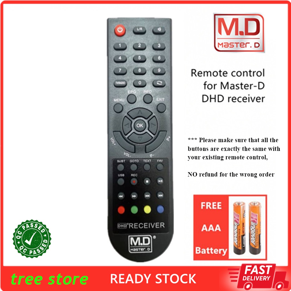 Original MD Master D DHD Receiver Remote Control for Master-D DVBT2 ...