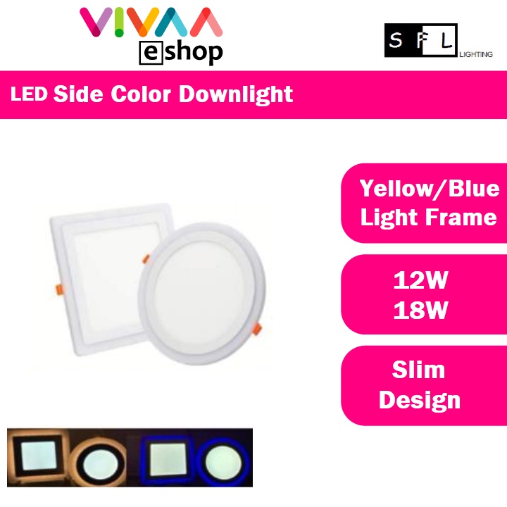 SFL 1176 ROUND 2276 SQUARE LED SIDE COLOR Downlight Yellow/Blue Frame ...