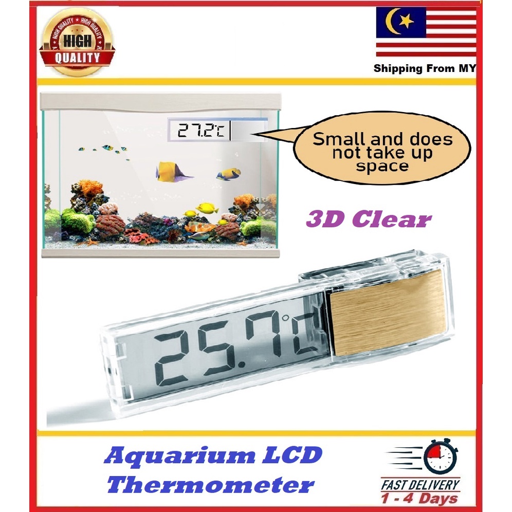 Aquarium 3D LCD Thermometer Multi-Functional Digital Electronic Fish ...