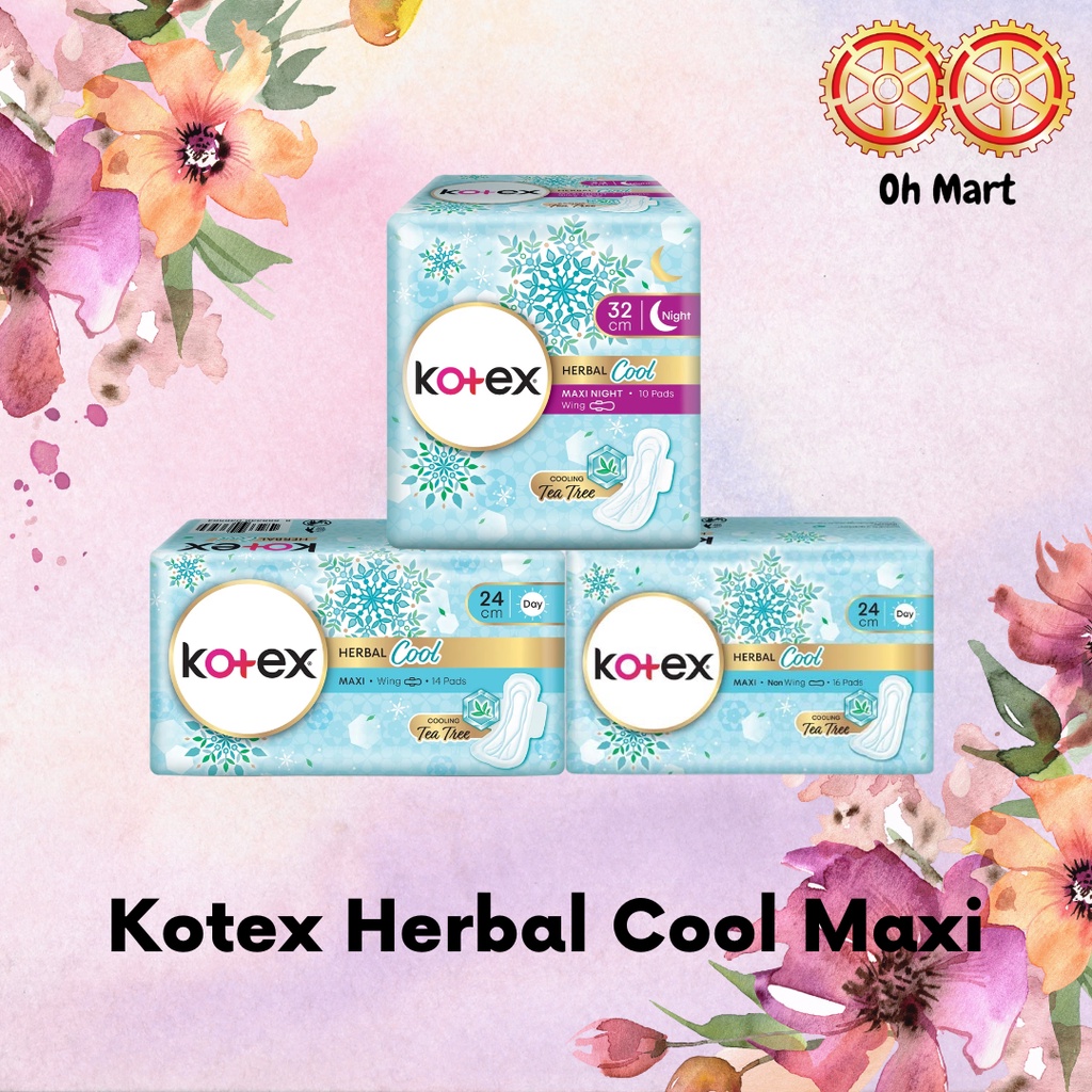 Kotex Herbal Cool Cooling Tea Tree Maxi Wing Day/Night 10/14Pads | Shopee Malaysia