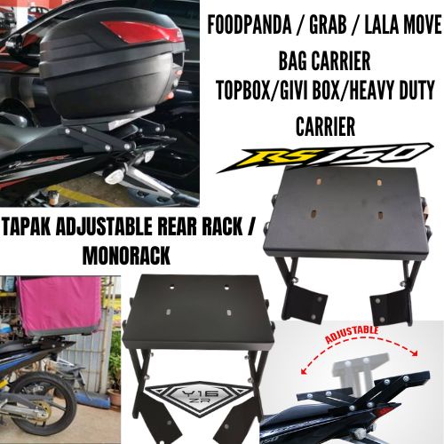 ADJUSTABLE HEAVY DUTY RACK MONORACK HONDA RS150 EX5 YAMAHA Y16 Y15 LC135 SYM GIVI BOX TOP BOX ...