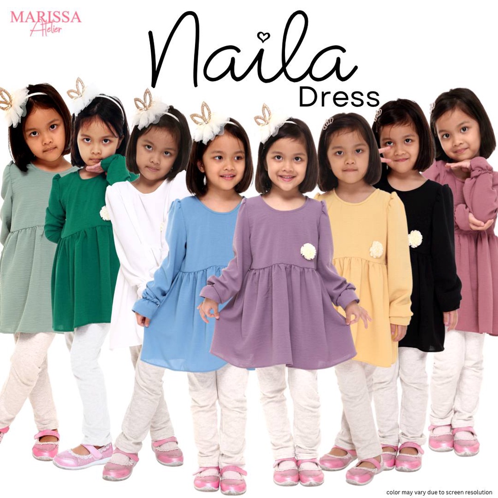 Naila Dress Kid Mint Green Emerald Dusty Purple Pink White Honey Baby ...